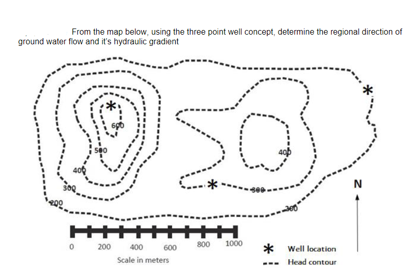 Solved From the map below, using the three point well | Chegg.com