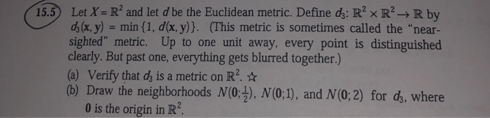 Solved 15.5) Let X-R2 and let d be the Euclidean metric. | Chegg.com