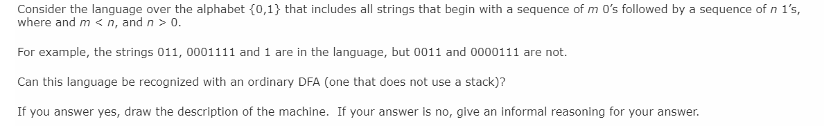 Solved Consider the language over the alphabet {0,1} that | Chegg.com