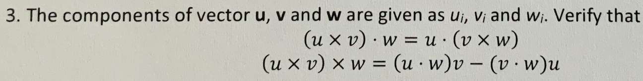 Solved 3. The components of vector u, v and w are given as | Chegg.com
