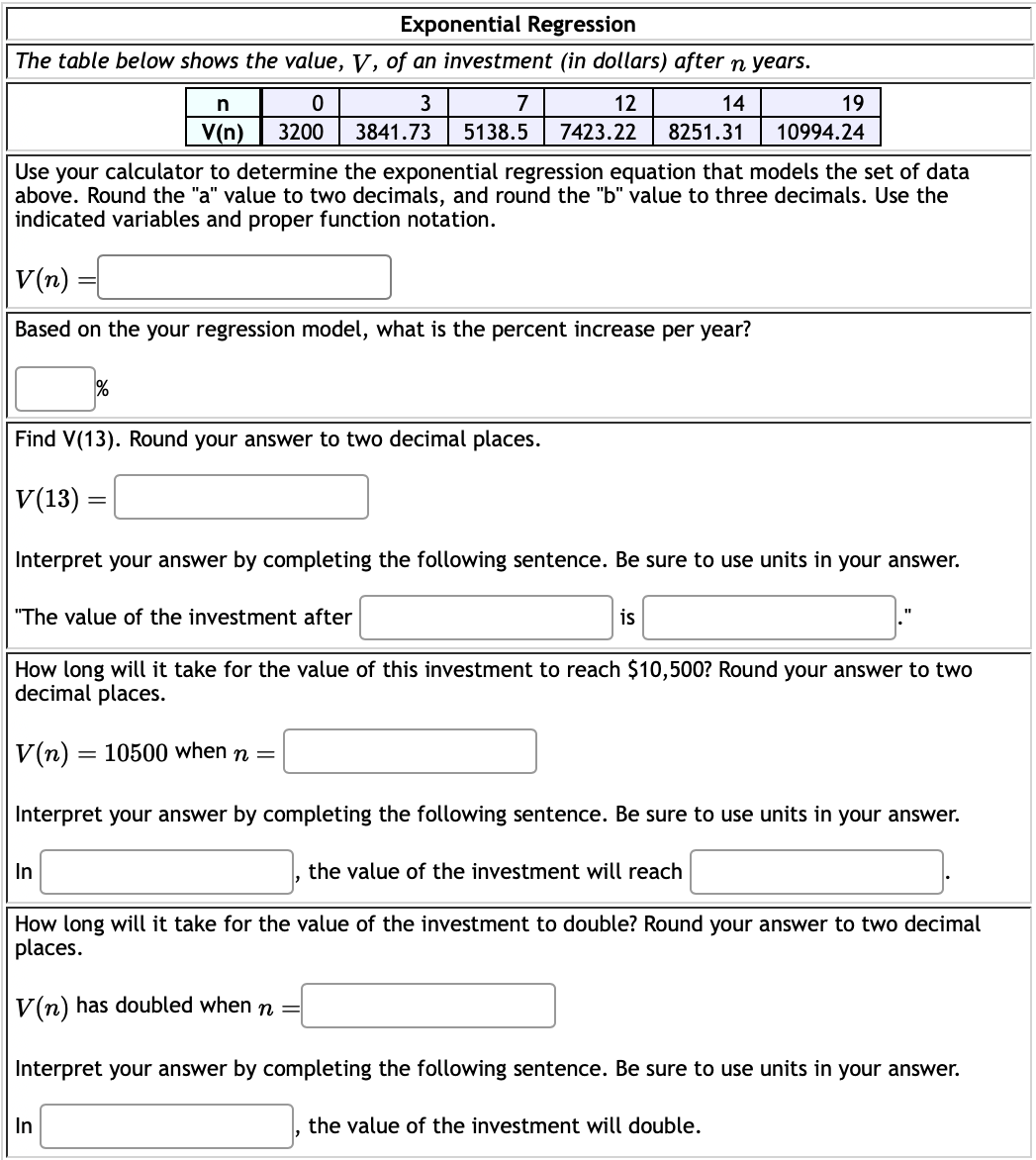 Solved Use your calculator to determine the exponential | Chegg.com