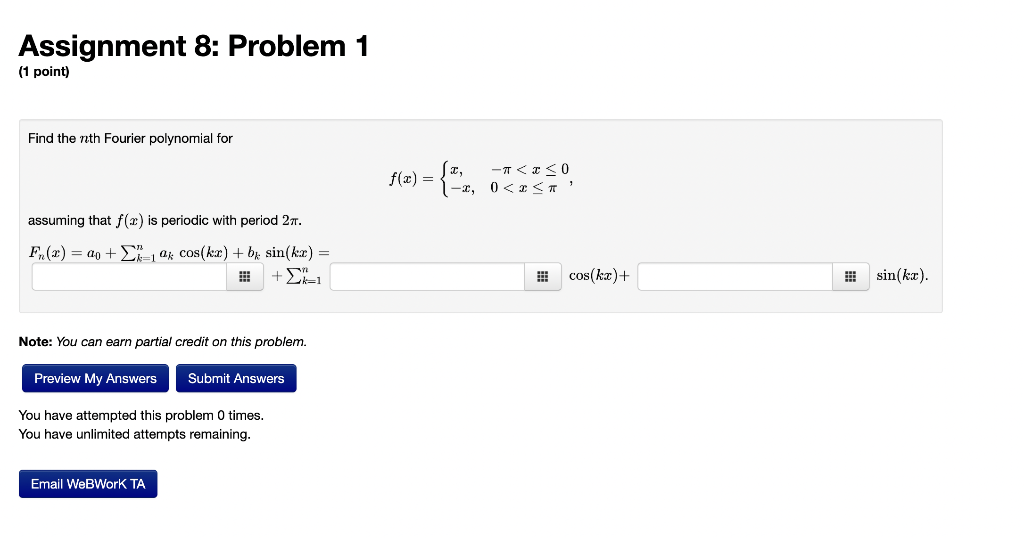 Solved Assignment 8: Problem 1 (1 point) Find the nth | Chegg.com Solved Assignment 8: Problem 1 (1 point) Find the nth | Chegg.com