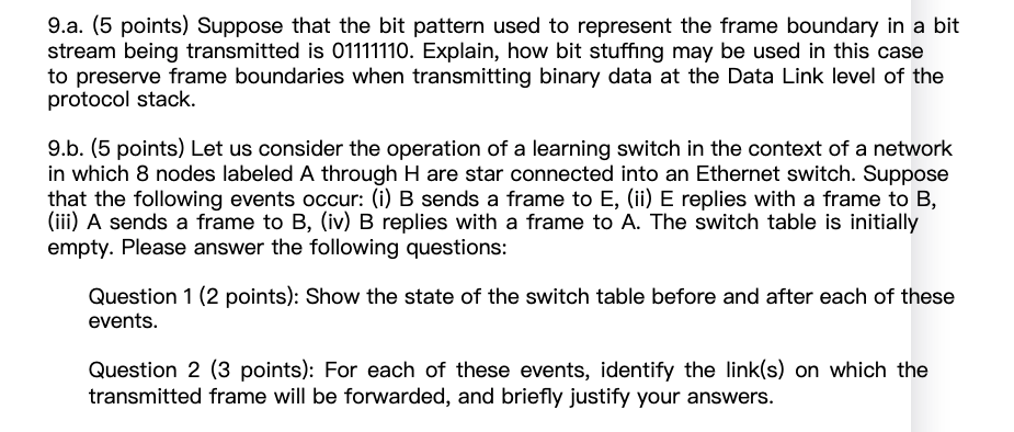 Solved 9.a. (5 points) Suppose that the bit pattern used to | Chegg.com