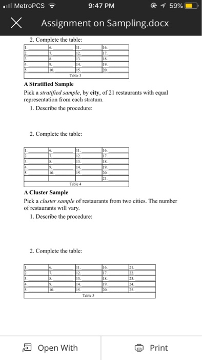 Solved .111 MetroPCS 9:47 PM Assignment on Sampling.docx A | Chegg.com