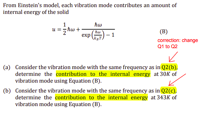 From Einstein's model, each vibration mode | Chegg.com