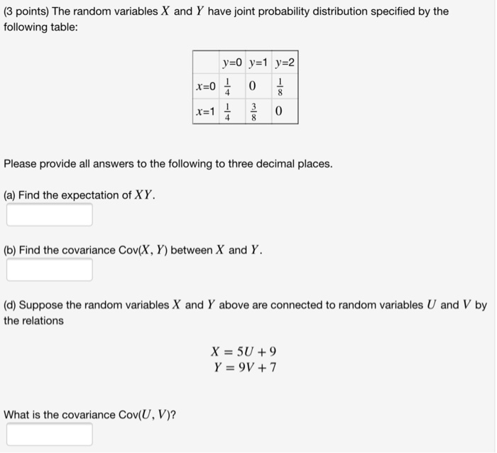Solved (3 points) The random variables X and Y have joint | Chegg.com