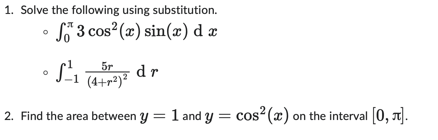 Solved 1. Solve the following using substitution. - | Chegg.com