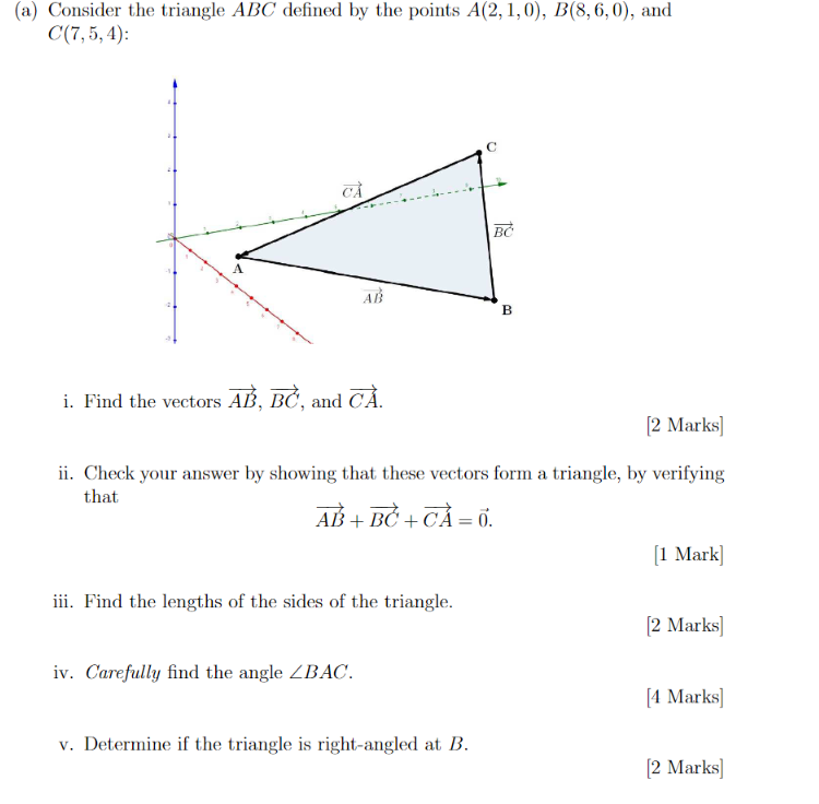 Solved (a) Consider the triangle ABC defined by the points | Chegg.com