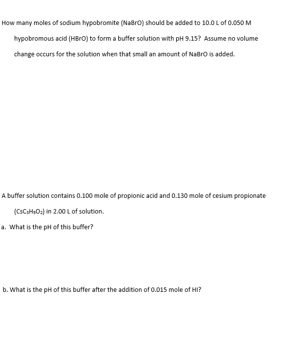 Solved How many moles of sodium hypobromite ( NaBrO ) should | Chegg.com