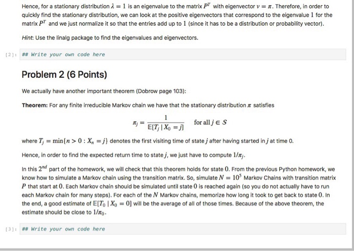 Solved Python Homework 6: Long Term Behaviour of Markov | Chegg.com