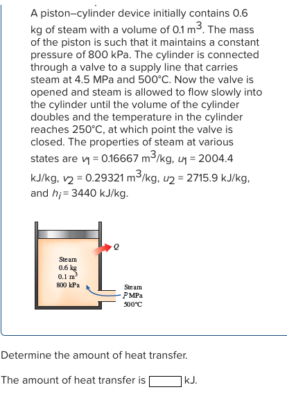 Solved A piston-cylinder device initially contains 0.6 kg of | Chegg.com