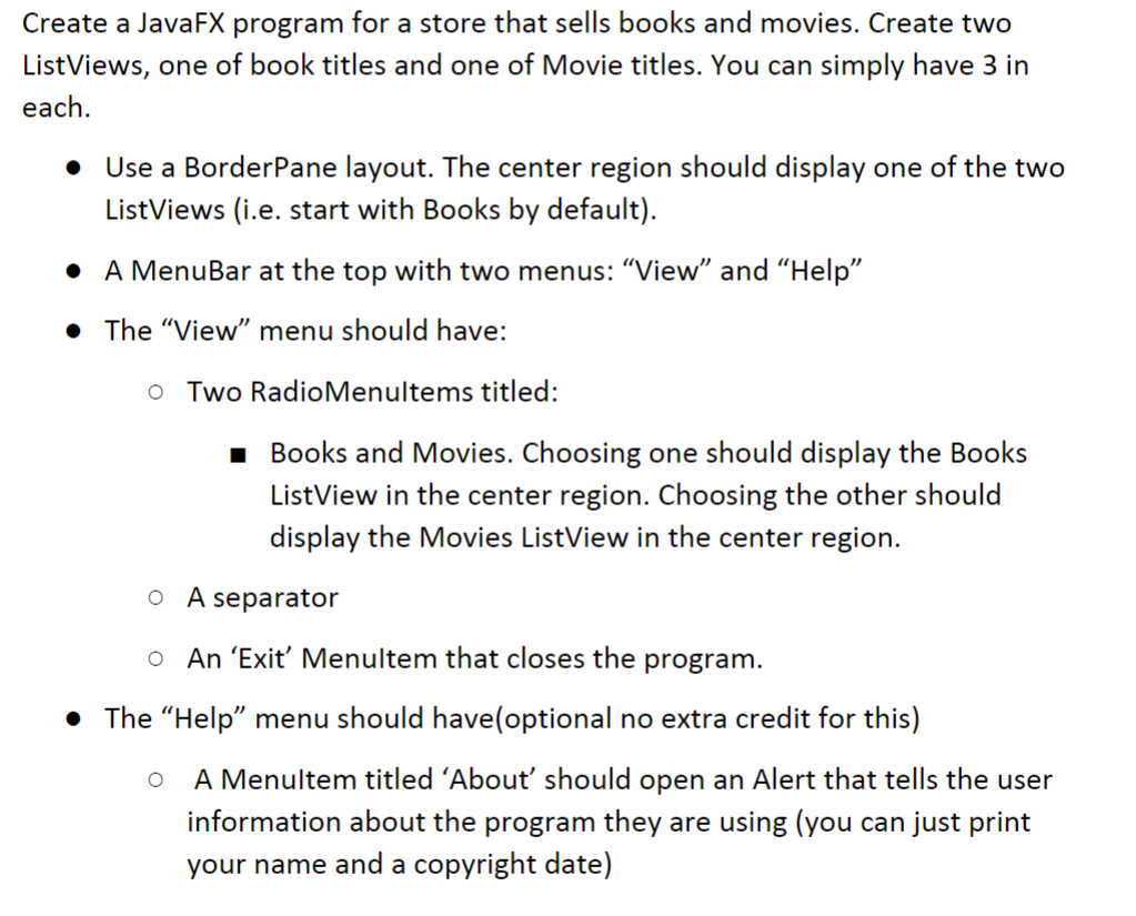 Solved Eate A Javafx Program For A Store That Sells Books