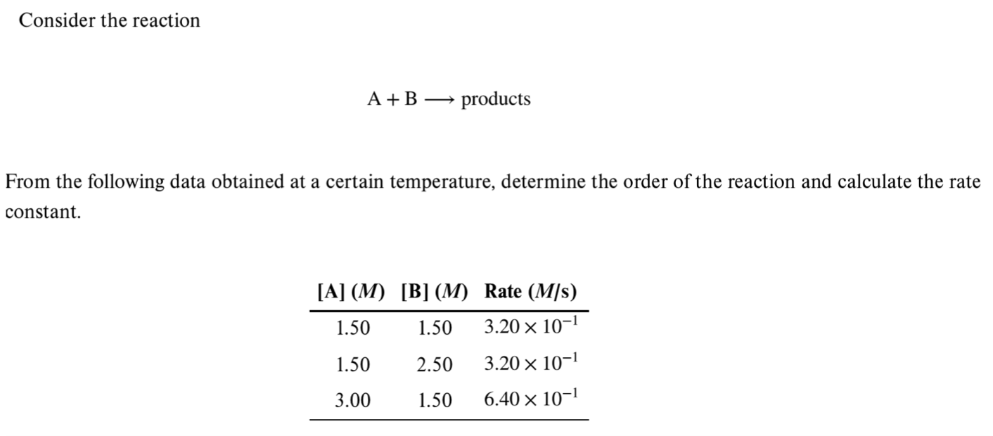 Solved Pleas help with the order of the reaction and | Chegg.com