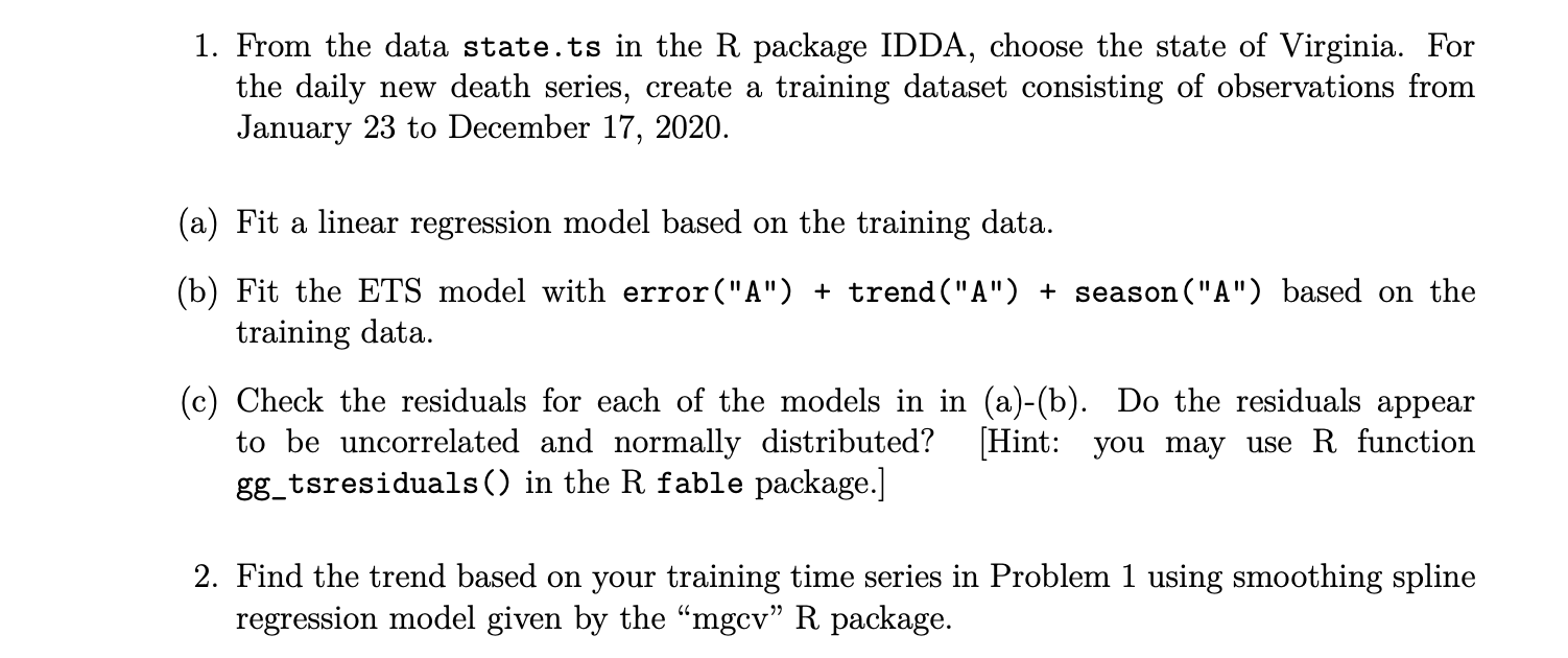 Solved 1. From the data state.ts in the R package IDDA, | Chegg.com