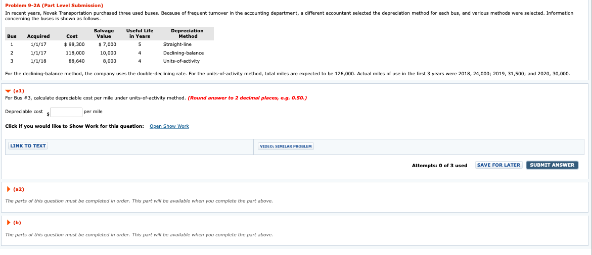 Solved Problem 9-2A (Part Level Submission) In recent years, | Chegg.com