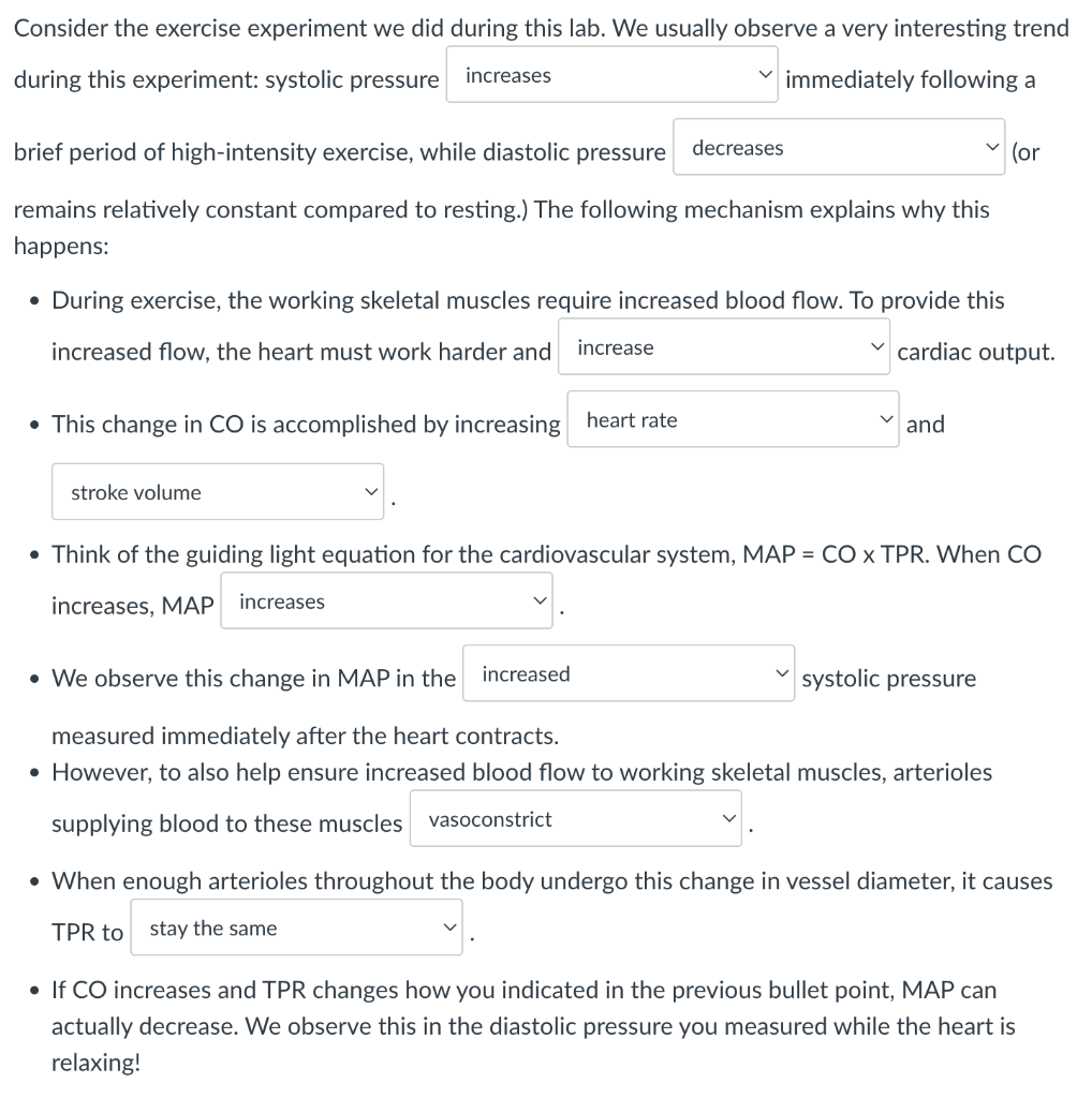 Solved Consider the exercise experiment we did during this | Chegg.com