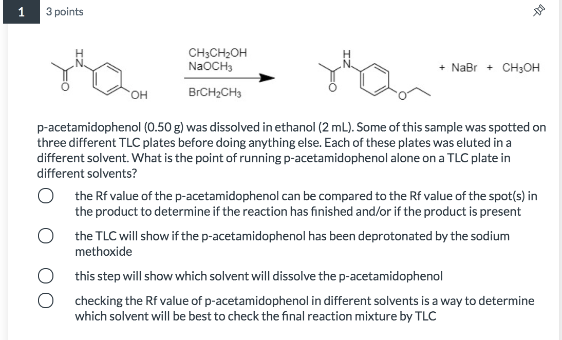 Solved 1 3 points CH3CH2OH NaOCH3 + NaBr + CH3OH OH BrCH2CH3 | Chegg.com