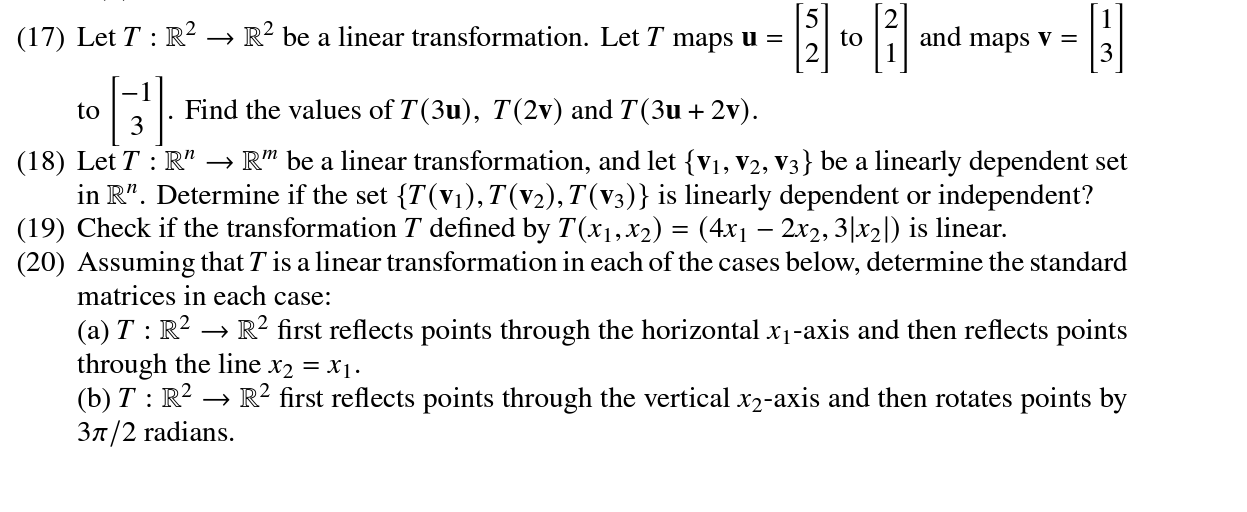Solved (17) Let T:R2→R2 be a linear transformation. Let T | Chegg.com