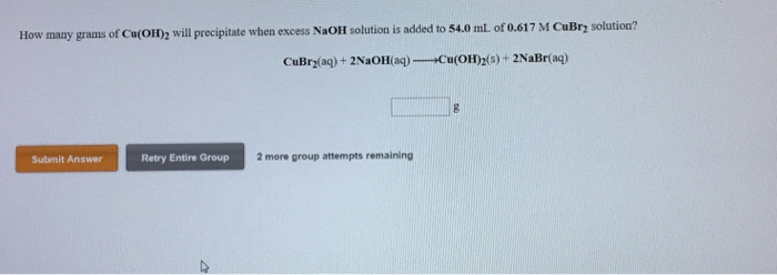 Solved How many grams of Cu(OH)2 will precipitate when | Chegg.com
