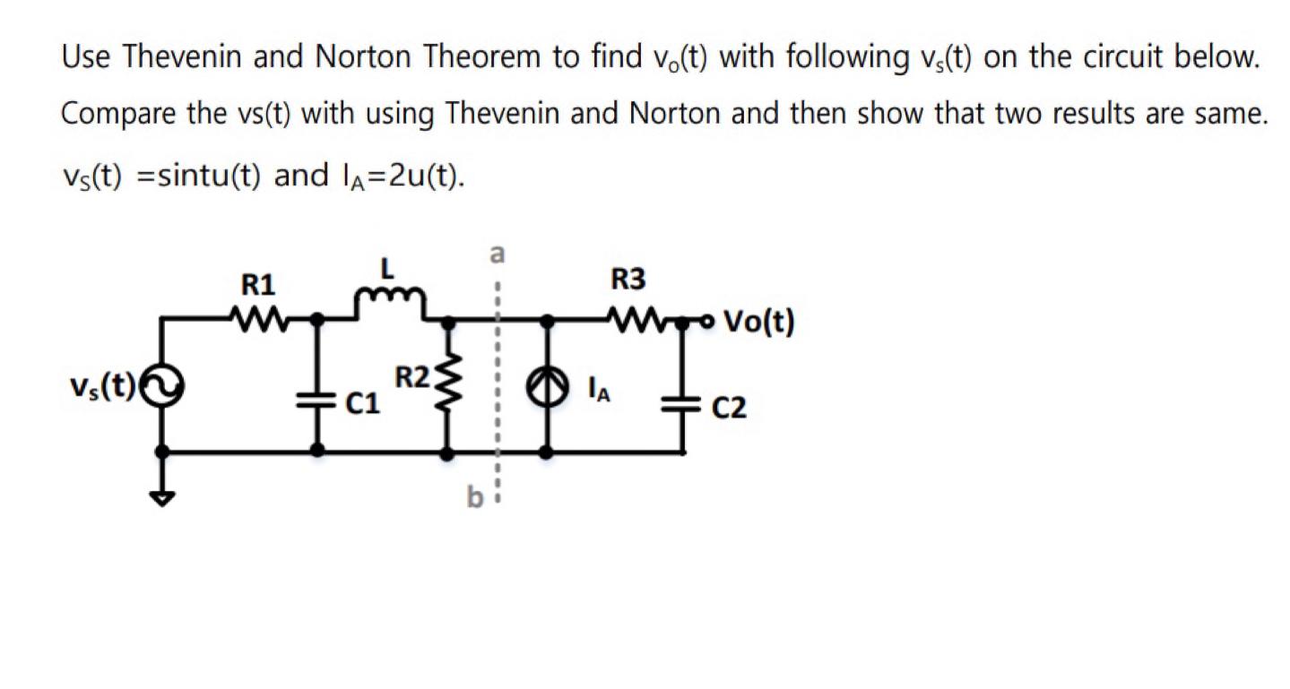 Solved Use Thevenin and Norton Theorem to find vo(t) with | Chegg.com