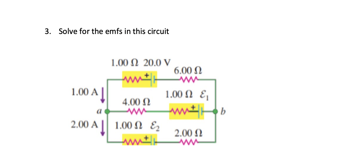 Solved 3. Solve for the emfs in this circuit | Chegg.com