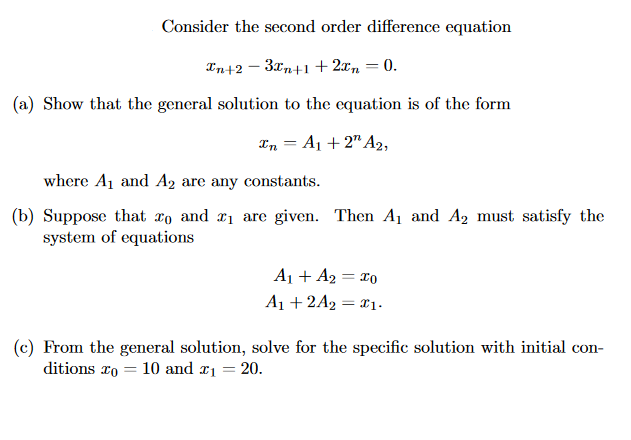 Solved Consider the second order difference equation | Chegg.com