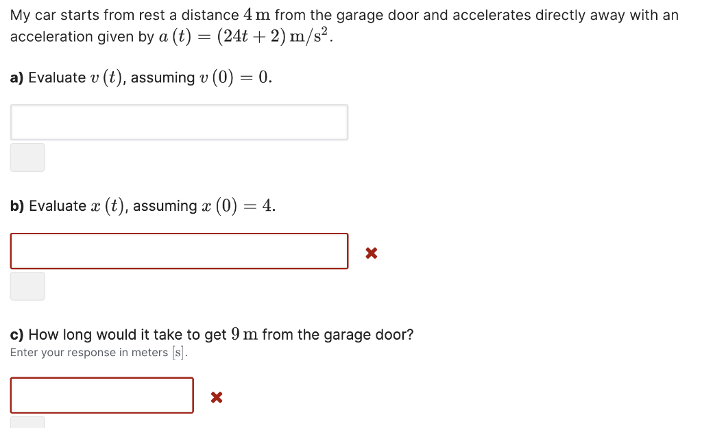 Solved My car starts from rest a distance 4 m from the | Chegg.com