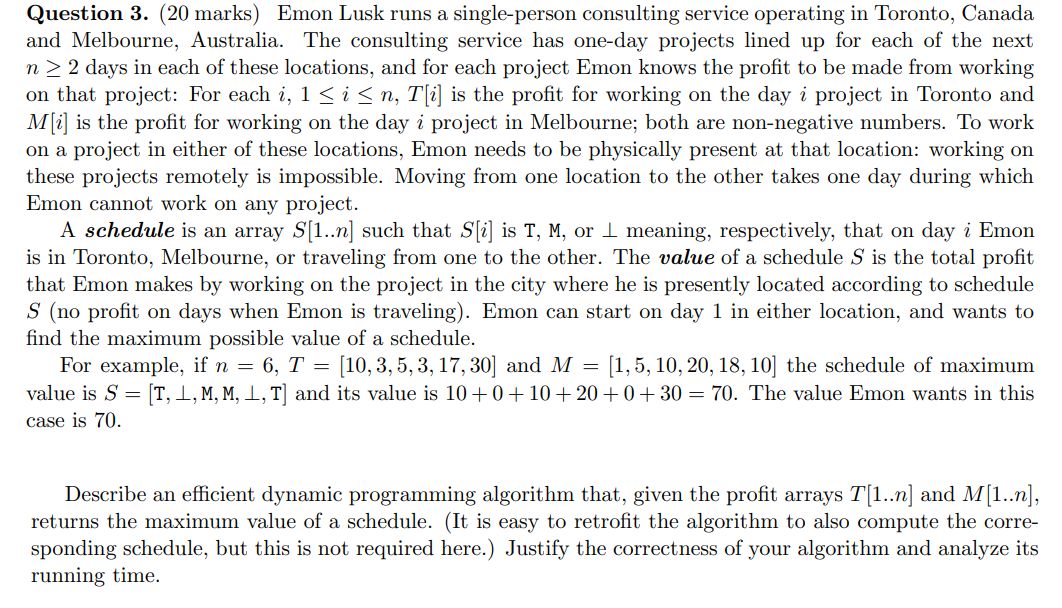Solved Question 3. (20 ﻿marks) ﻿Emon Lusk runs a | Chegg.com