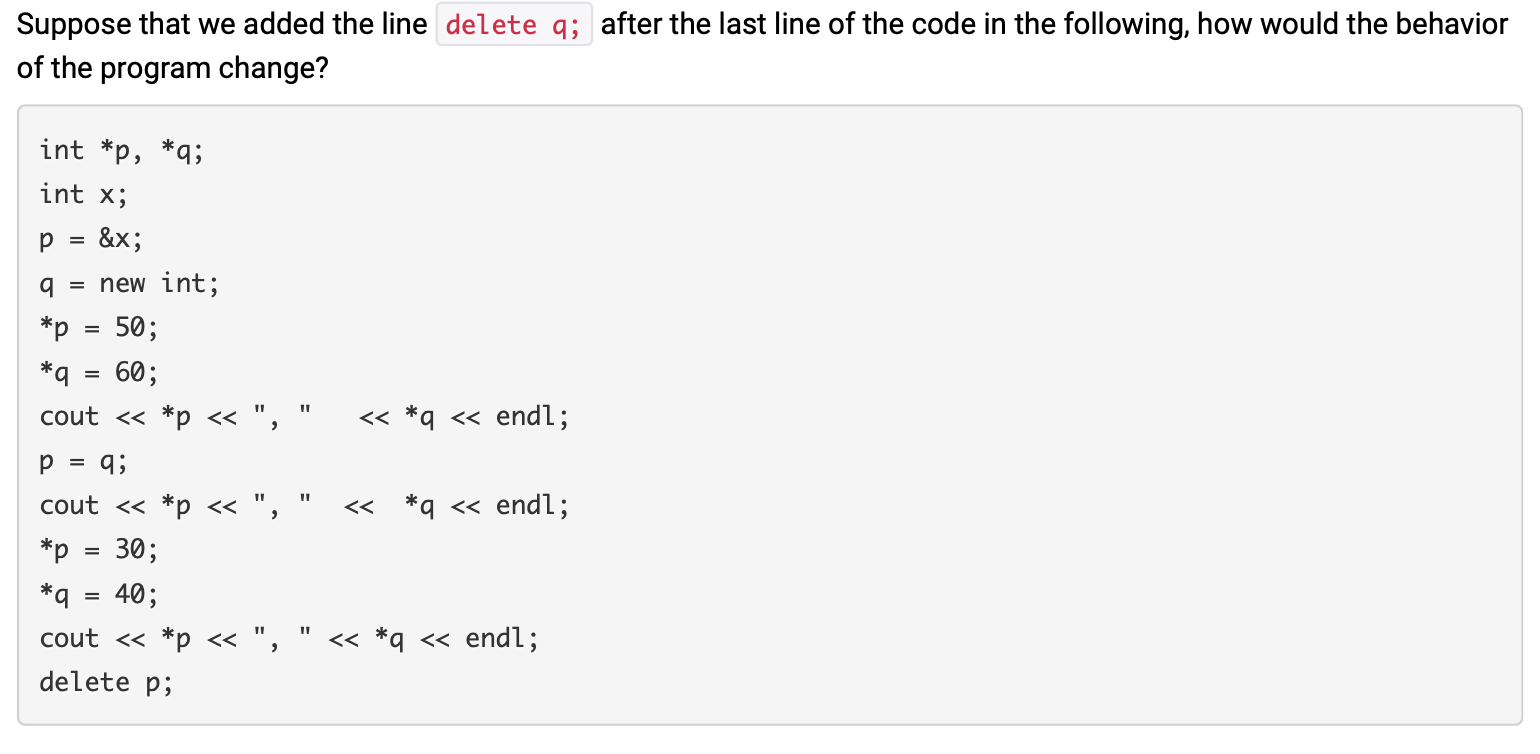 Solved What Is The Output Of The Following Code Int P Q