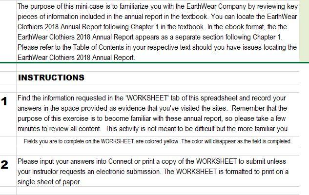 Solved The purpose of this mini-case is to familiarize you | Chegg.com