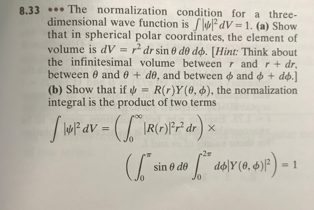 The normalization condition for three dimensional | Chegg.com