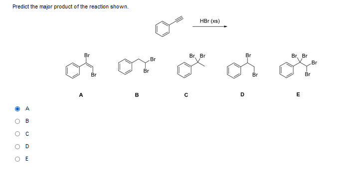 Solved Predict the major product of the reaction shown. A B | Chegg.com