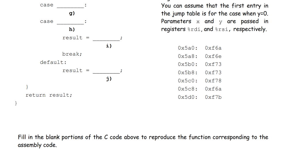 Solved Consider the following C code and the assembly code | Chegg.com