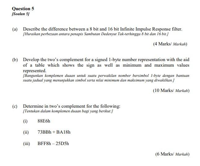 Solved [Soalan 5] (a) Describe the difference between a 8 | Chegg.com