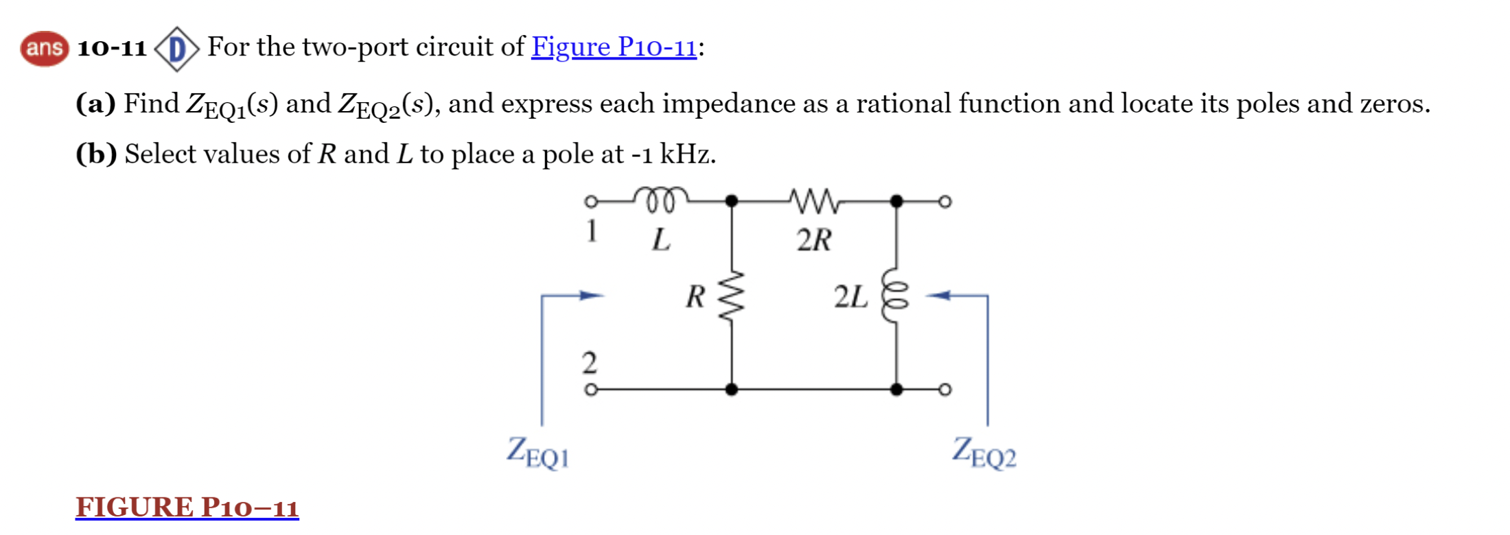 Solved ans 10-11 D For the two-port circuit of Figure | Chegg.com