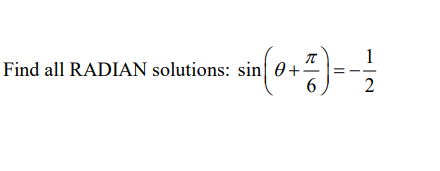 Solved sin(θ+6π)=−21 | Chegg.com