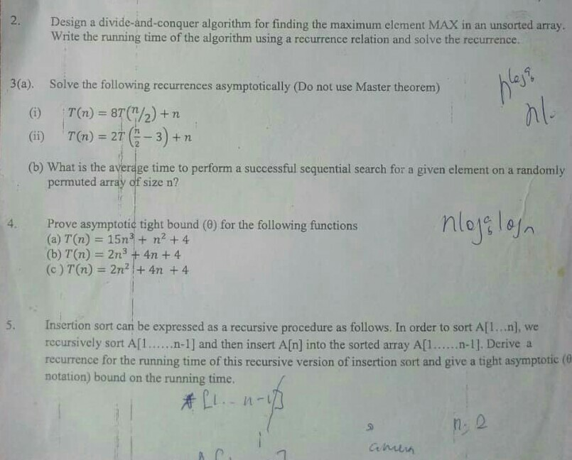 Solved Answer 3 And 42 Design A Divide and conquer Algori