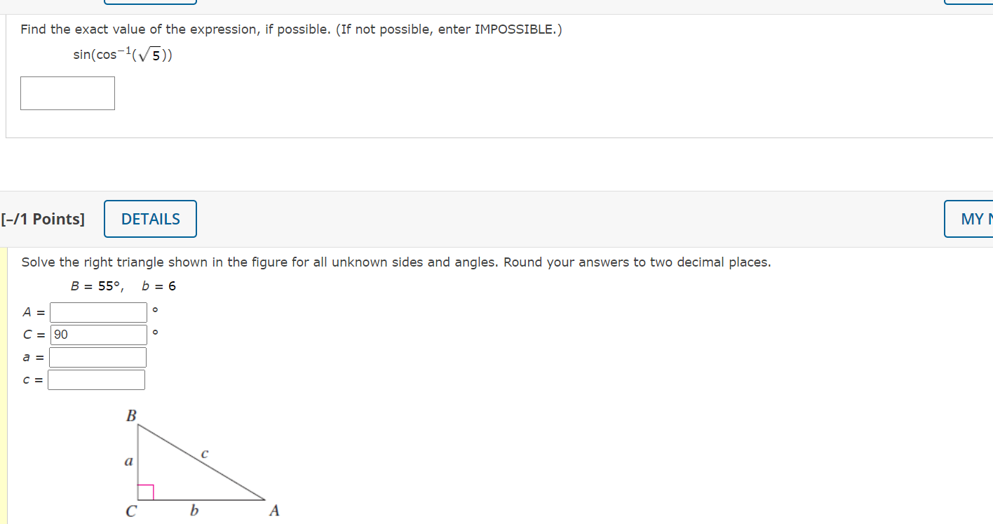 Solved Find the exact value of the expression, if possible. | Chegg.com