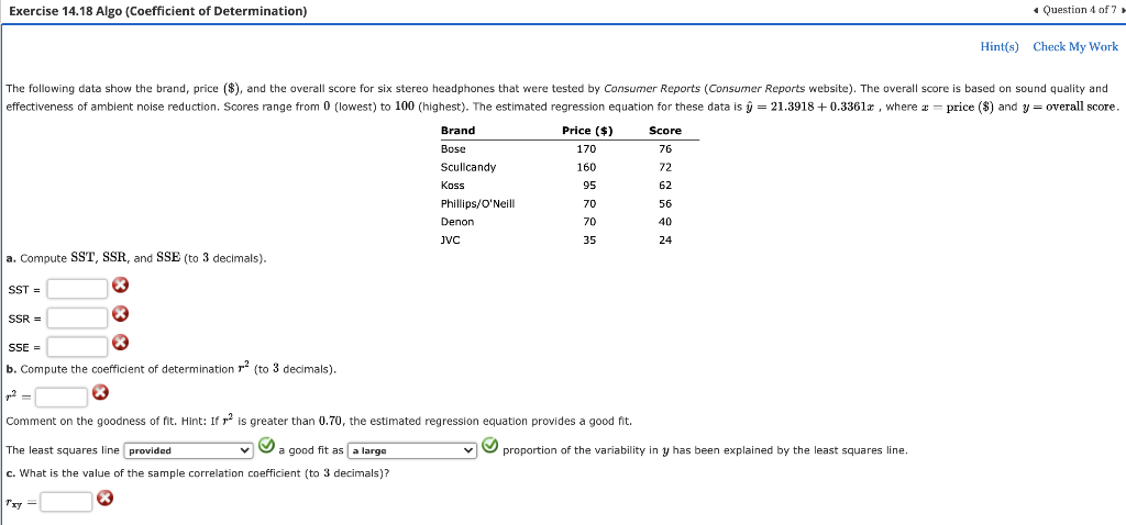 Solved Exercise 14.16 Algo (Coefficient of Determination) | Chegg.com