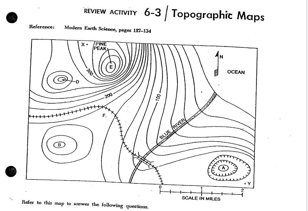 Topographic Map Worksheet Answer Key