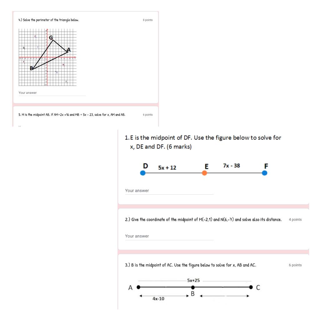 Solved D. Your answer 5. M is the midpoint AB. If AM=2x +16 | Chegg.com