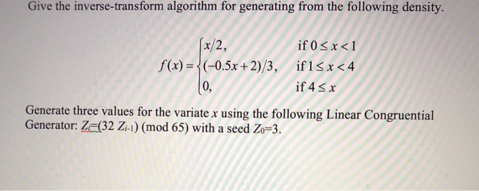 Solved Give the inverse-transform algorithm for generating | Chegg.com