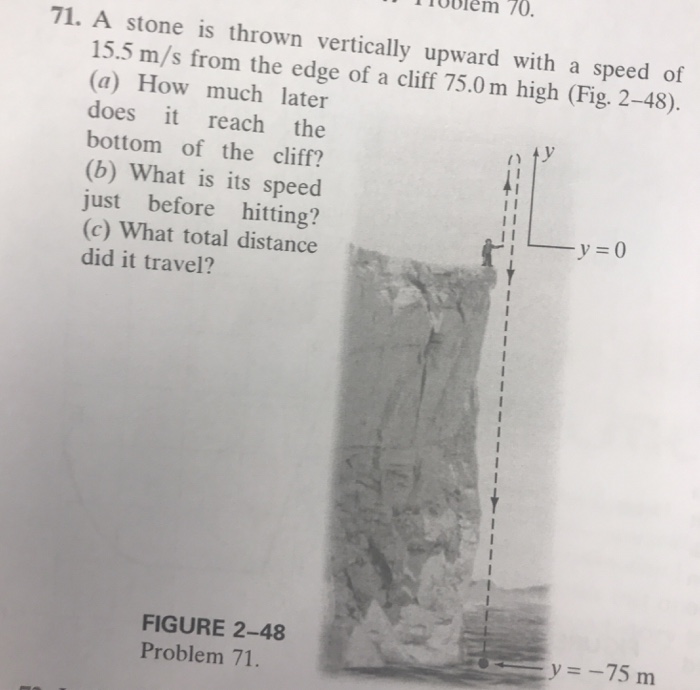 Solved l TUDlem 70 71. A stone is thrown vertically upward | Chegg.com