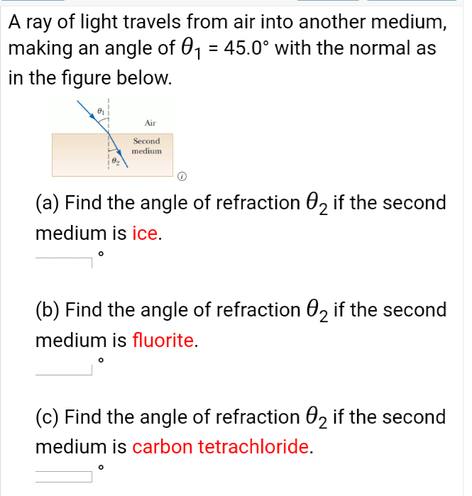 Solved A ray of light travels from air into another medium, | Chegg.com