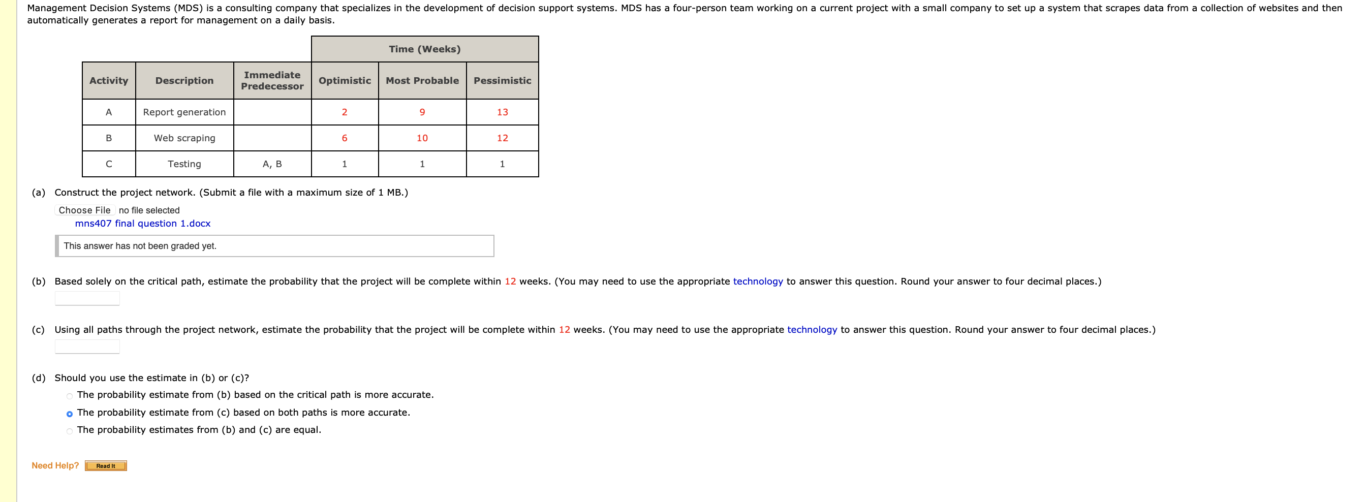 Solved I only need parts B,C & D. PLEASE Round your answer | Chegg.com