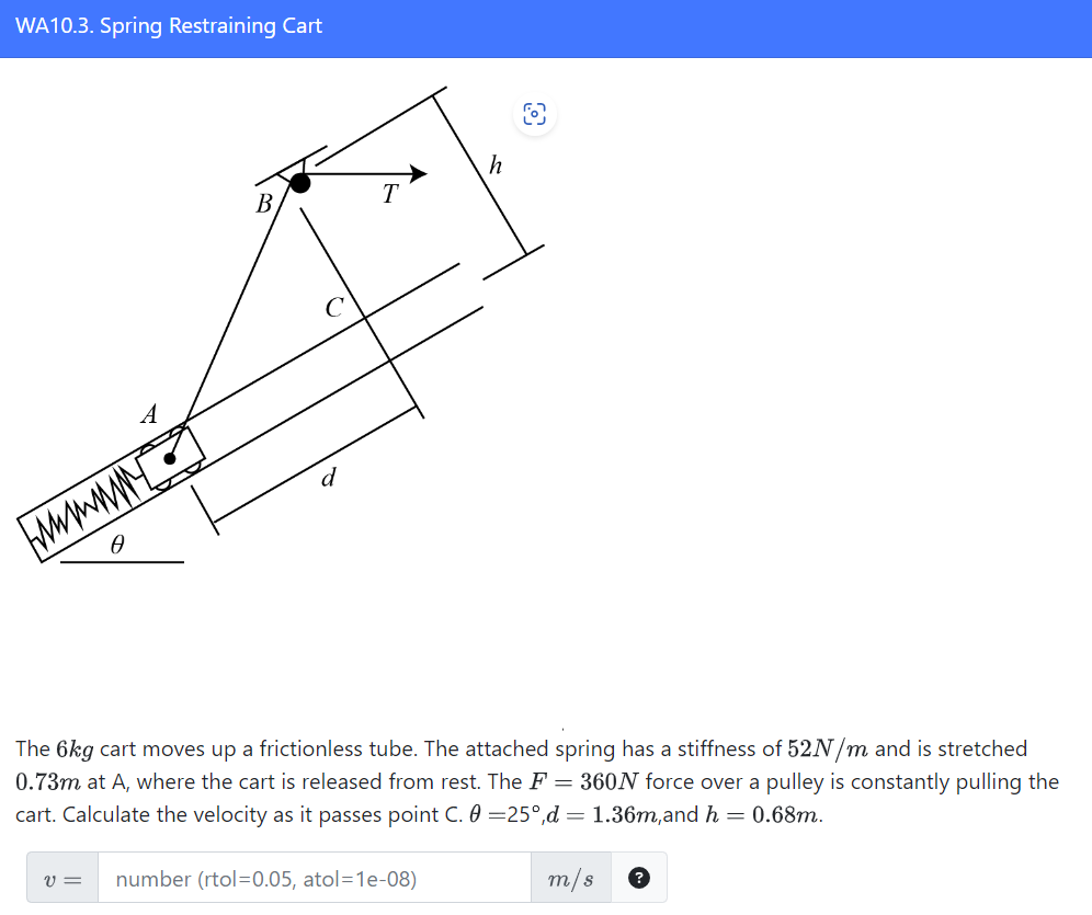 Solved WA10.3. Spring Restraining Cart The 6 kg cart moves | Chegg.com
