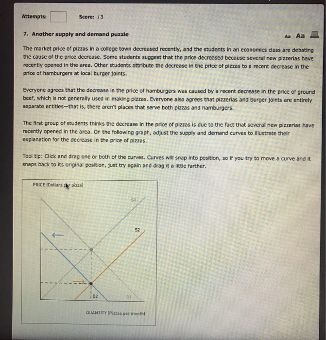 Solved Attempts: Score: 13 7. Another supply and demand | Chegg.com Solved Attempts: Score: 13 7. Another supply and demand | Chegg.com