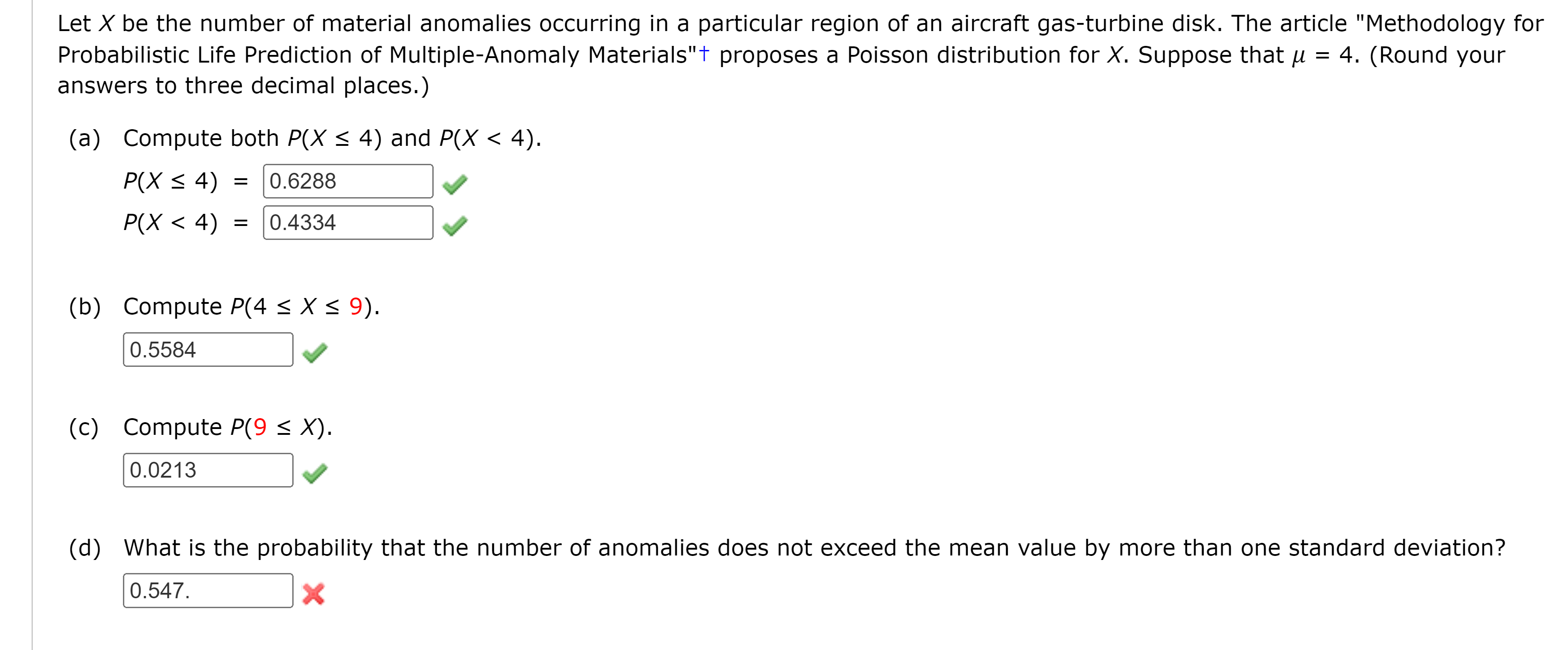 Solved Let X be the number of material anomalies occurring | Chegg.com