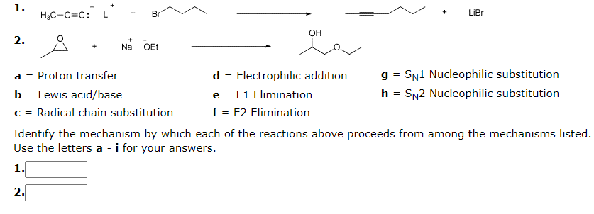 Solved 1 2 A Proton Transfer D Electrophilic Addition
