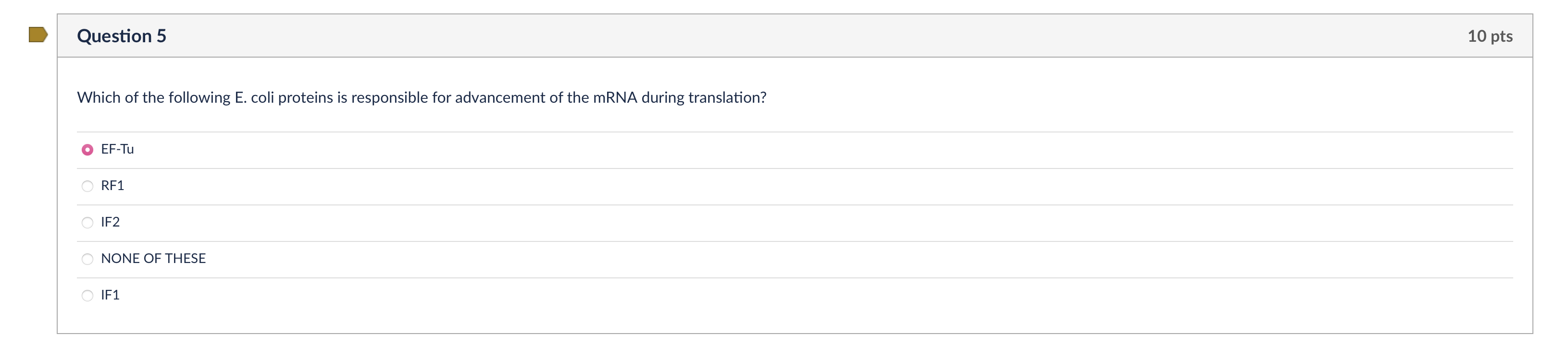 Solved Which of the following E. coli proteins is | Chegg.com